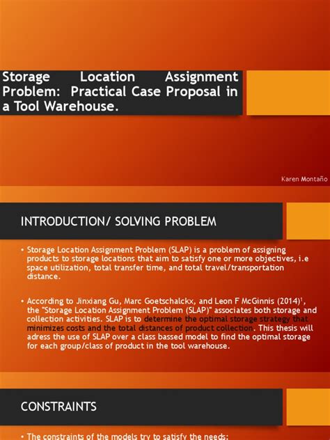 Optimal Storage Location Assignment In A Tool Warehouse Using A Storage Location Assignment