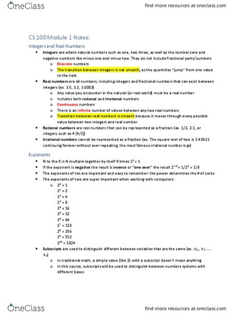 Lecture Cs Module 1 Notes Oneclass