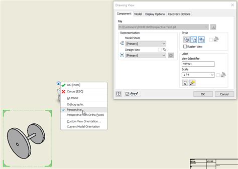 How To Create A Perspective Veiw In An Inventor Drawing