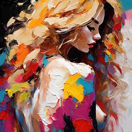 Blonde Lady Erotic Female Body Figure Colorful Painting Styl