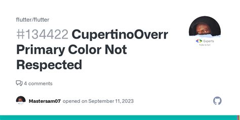 Cupertinooverridetheme Primary Color Not Respected · Issue 134422
