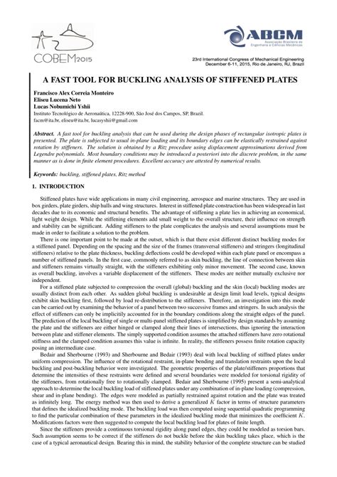 Pdf A Fast Tool For Buckling Analysis Of Stiffened Plates