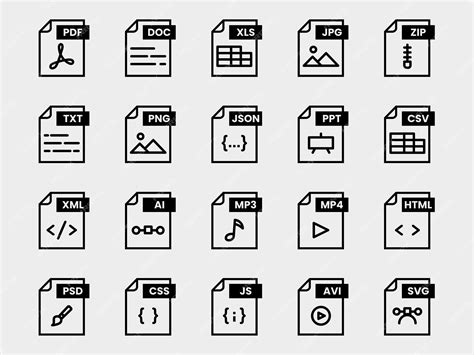 Premium Vector Document File Format Folder Pdf Doc Xls  Zip Txt Png Json Ppt Csv Xml Ai Mp3