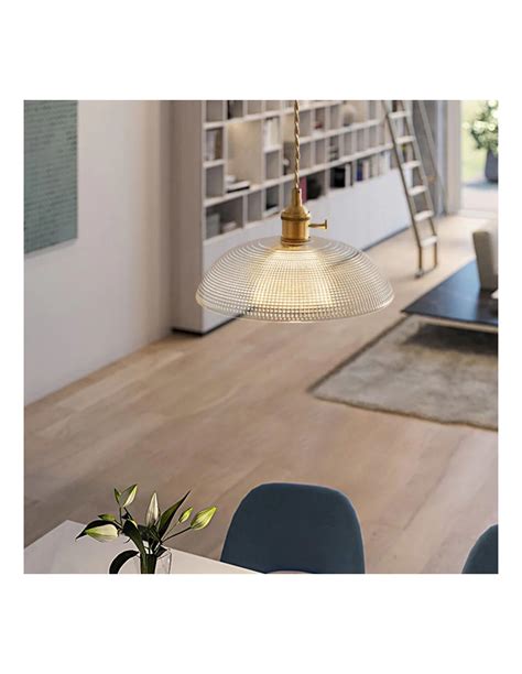 Retro Bowl Ribbed Brass Glass Pendant Light Kiki Lighting