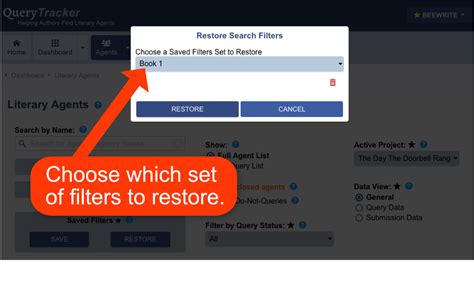 save and restore filters querytracker help