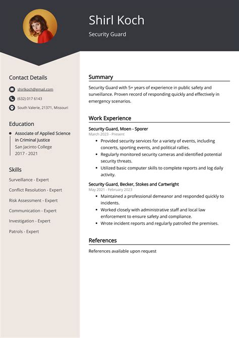 Security Guard CV Examples Template 20 Tips