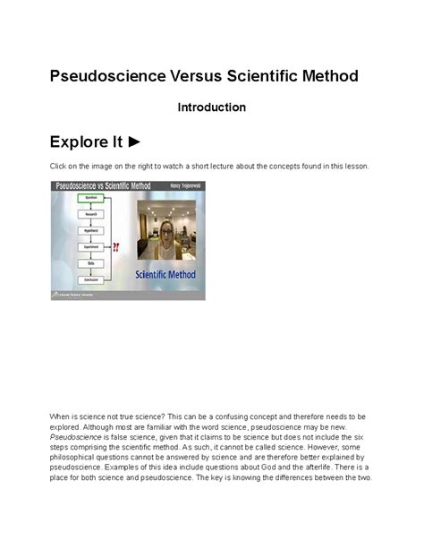 Pseudoscience Versus Scientific Method Pseudoscience Versus Scientific Method Introduction