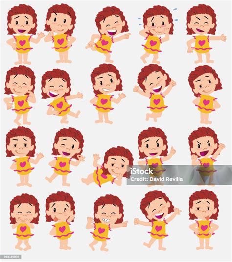 만화 캐릭터 여자 수영복에서 다른 자세 태도와 포즈 벡터 벡터 그림에 다양 한 활동을 하 고 긍정적인 태도에 항상 설정 합니다