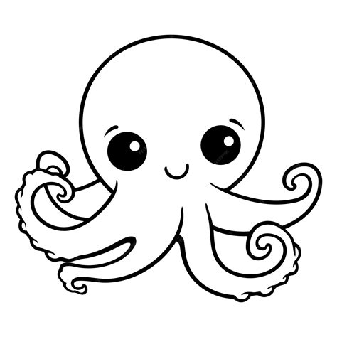 Милый мультфильмный осьминог изолированный на белом фоне Премиум векторы