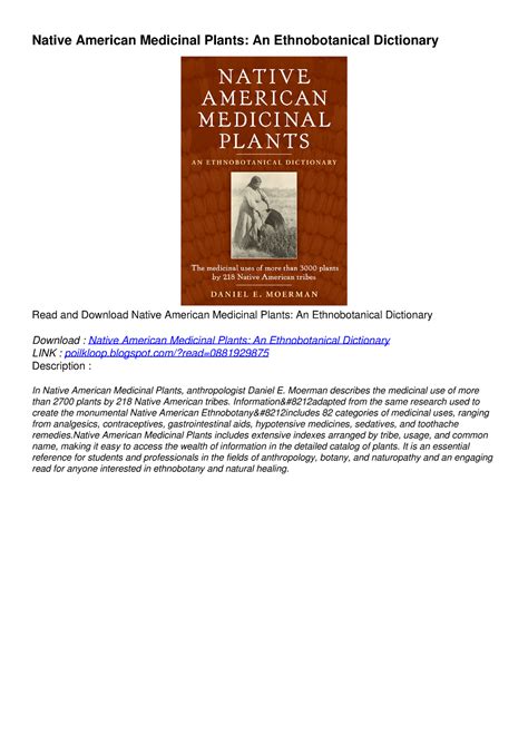 pdf kindle download native american medicinal plants an ethnobotanical dictiona native