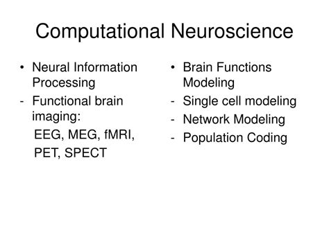 Ppt Computational Neuroscience And Brain Imaging Techniques For Modeling Brain Functions