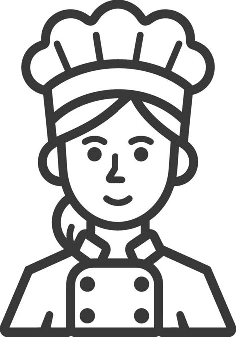 Line Drawing Of A Female Chef Wearing A Hat 52506217 Vector Art At Vecteezy