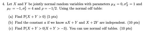 Solved 4 Let X And Y Be Jointly Normal Random Variables Chegg Com