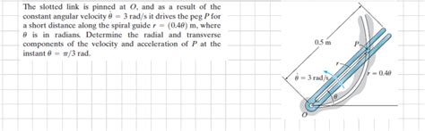 solved the slotted link is pinned at o and as a result of