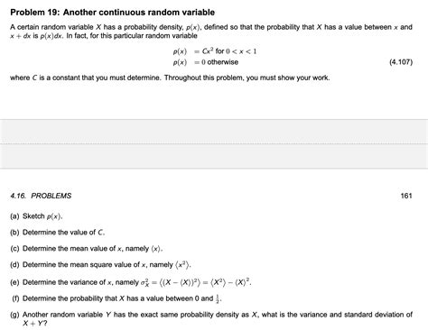 Solved Problem 19 Another Continuous Random Variable A Chegg