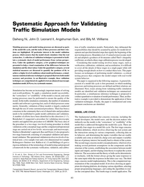 Pdf Systematic Approach For Validating Traffic Simulation Models