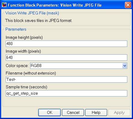 Vision Write JPEG File QUARC Targets Library