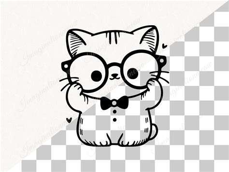 Cute Cat Svg Nerd Cat Svg Cat With Glasses Svg Funny Cat Svg Cat