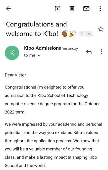 Victor Hamzat On Linkedin I Got Admitted Into Kibo School🥳🎉 I Am So Excited To Be A Part Of