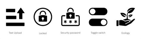 Premium Vector A Set Of 5 Mix Icons Such As Text Upload Locked