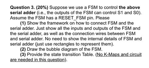 Solved Question 3 20 Suppose We Use A Fsm To Control The