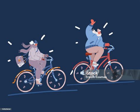 만화 벡터 일러스트레이션 행복한 가을 사람들은 야외 활동을 즐긴다 좋은 친구 모임 공원에서 자전거를 타는 남자와 여자 2명에 대한 스톡 벡터 아트 및 기타 이미지 Istock