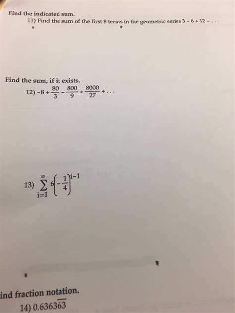 Solved Find The Indicated Sum 11 Find The Sum Of The First Chegg Com