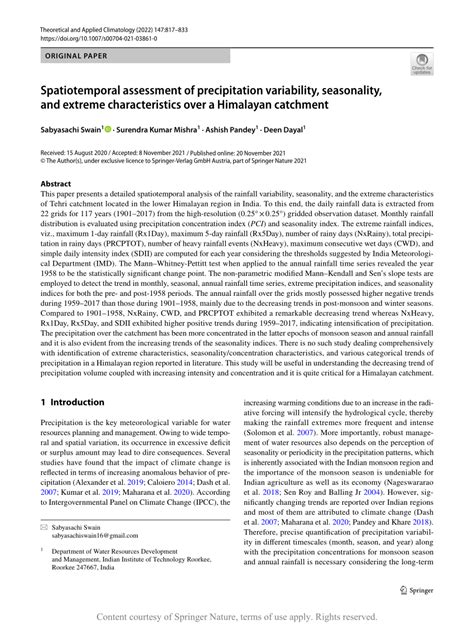 Spatiotemporal Assessment Of Precipitation Variability Seasonality