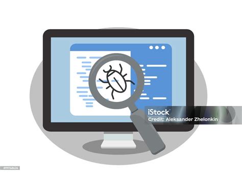 System Bug Concept Code Bug Concept Vector Bug In The System Bug Searching Illustration Stock