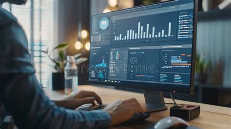 Person Working On Computer In Modern Office Environment Generative Ai