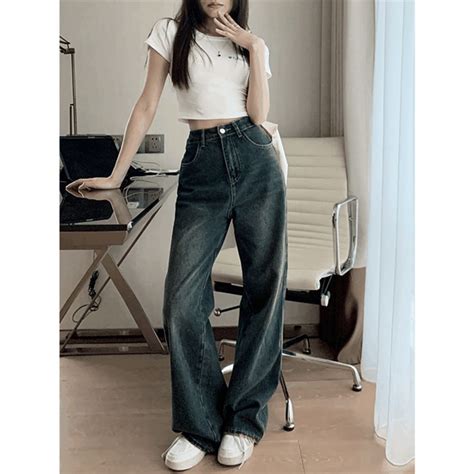 모직 청바지 여성 여름 디자인 와이드 일자 롱 팬츠 스타일리시 레트로 30대중반 20대후반 30대후반 시크 젊은 빈티지 해변