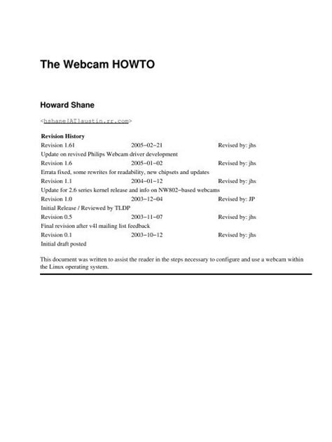 The Webcam Howto The Linux Documentation Project