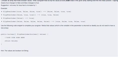Solved Consider An Array That Holds Boolean Values Write A