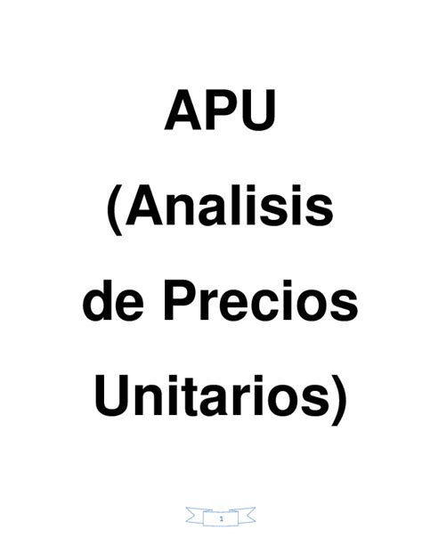 Hoja De Precios Unitarios