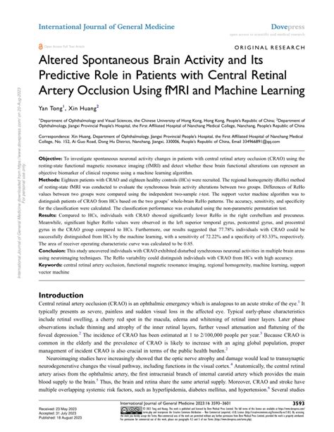 Pdf Altered Spontaneous Brain Activity And Its Predictive Role In Patients With Central