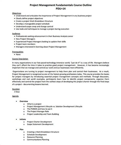 training course outline template 11 free sample example format