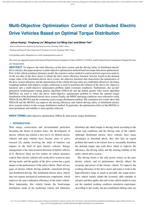 Pdf Multi Objective Optimization Control Of Distributed Electric