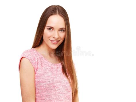 Bello Retrato De Modelo Joven Aislado En Blanco Foto De Archivo