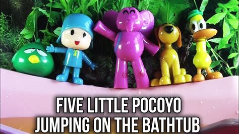 Five Little Pocoyo Jumping On The Bathtub Yellow Water Five Little