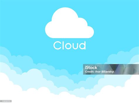 파란색 배경에 고립 된 구름 로고입니다 얇은 라인 로고 또는 아이콘입니다 구름의 경계 간단한 현대 만화 디자인입니다 평면 스타일 벡터 일러스트입니다 구름에 대한 스톡 벡터