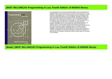 Best Selling 4 Programming In Lua Fourth Edition E Books Library