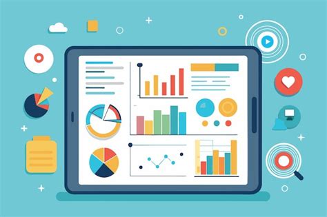 Premium Vector Tablet Displaying Business Analysis Graphs And Pies Showing Business Analysis
