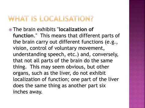 Ppt Localisation Of Function In The Brain Powerpoint Presentation
