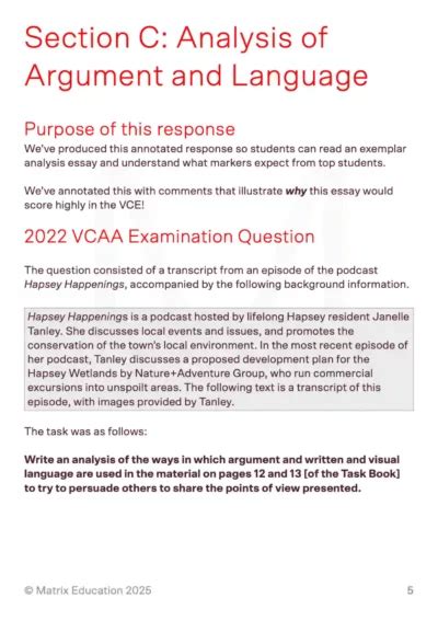 Vce English Section C Annotated Response