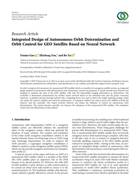 Pdf Integrated Design Of Autonomous Orbit Determination And Orbit