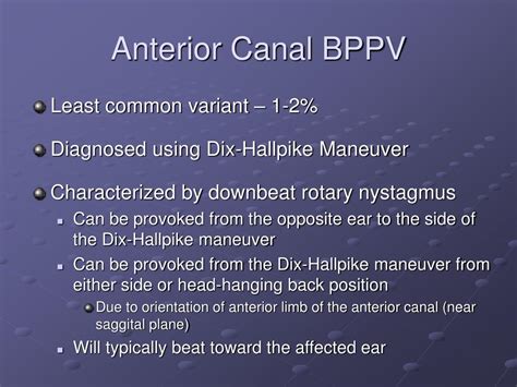Ppt Benign Paroxysmal Positioning Vertigo Bppv Powerpoint