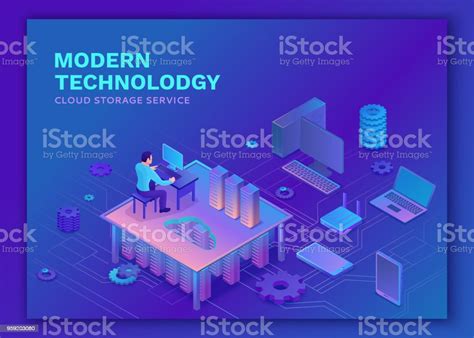 Cloud Data Storage 3d Isometric Infographic Illustration Landing Page