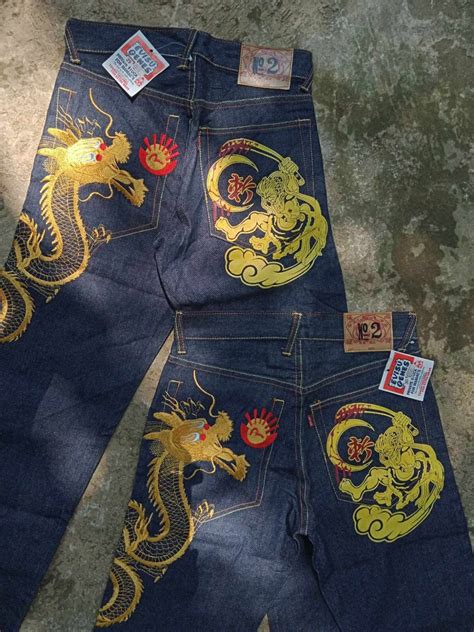 EVISU EMBROIDED DRAGON, Men's Fashion, Activewear on Carousell
