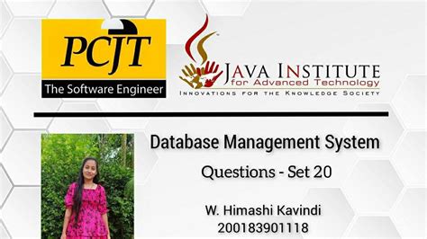 Database Management System Question Set 20 Java Institute Youtube