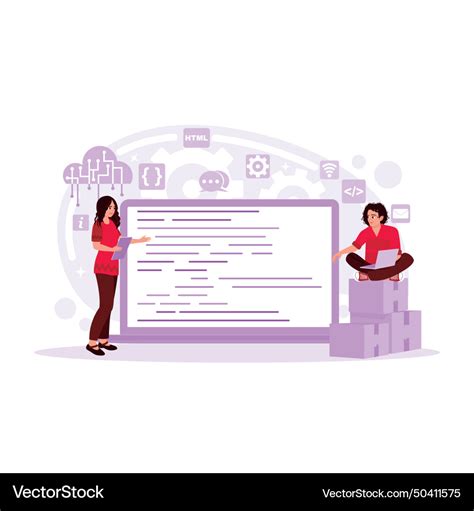 Close Up Coding On Screen Woman Hands Html Vector Image
